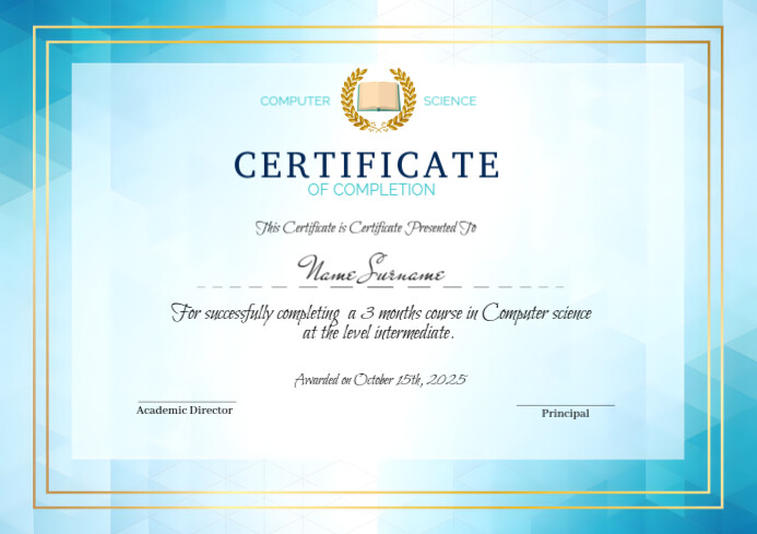 White Gradient Certificate Of Completion Template A4 | PosterMyWall