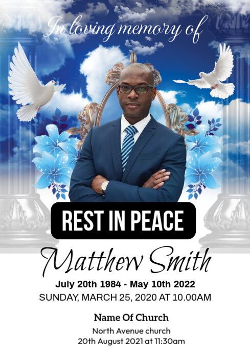 Plantilla de White Gradient Funeral Announcement Flyer A4 | PosterMyWall