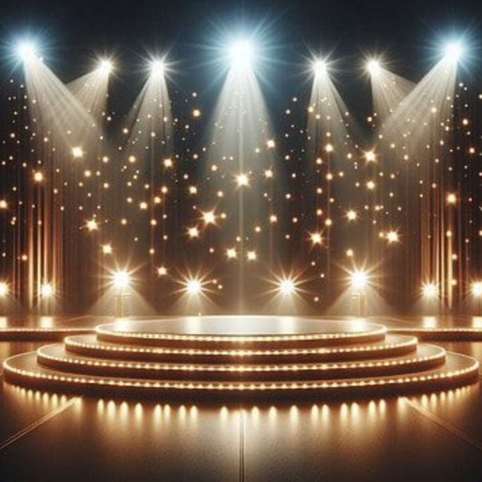 White Gradient Golden Spotlight Stage With Starburst Lights Instagram ...