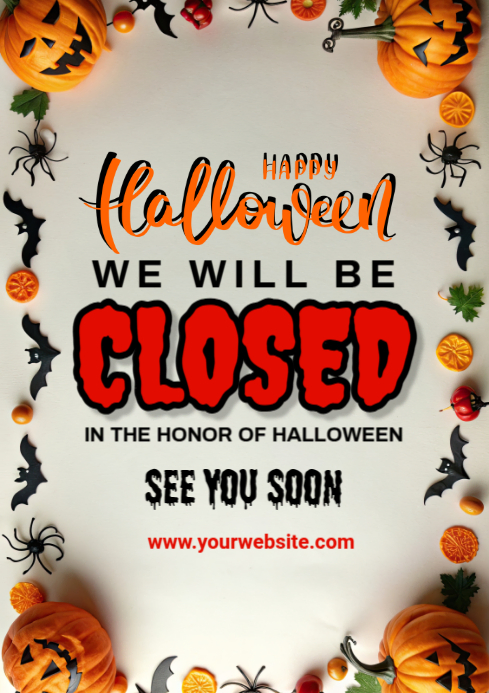 Modèle White Gradient Halloween Closed Sign A4 | PosterMyWall