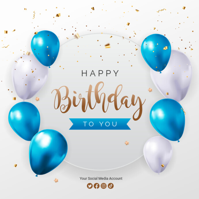 White Gradient Happy Birthday Greeting Poster เทมเพลต | PosterMyWall