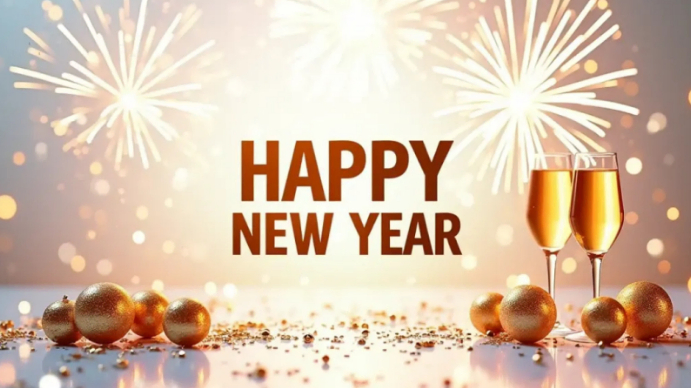 White Gradient Happy New Year 2026 Digital Display (16:9) Template ...