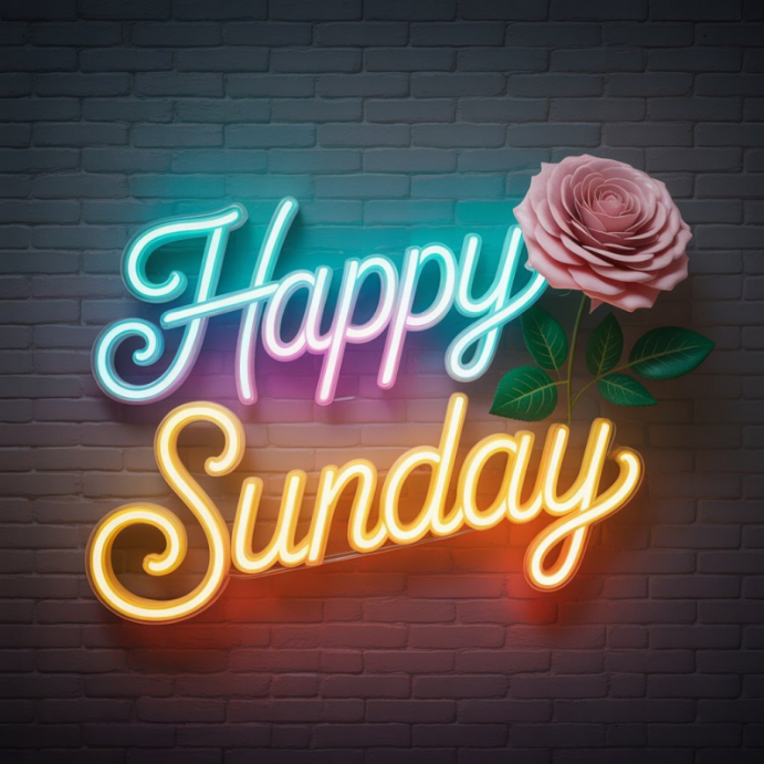 Modèle White Gradient Happy Sunday Neon Sign Poster – Modern Floral ...