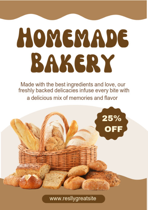 White Gradient Homemade Bakery Post A4 Template | PosterMyWall