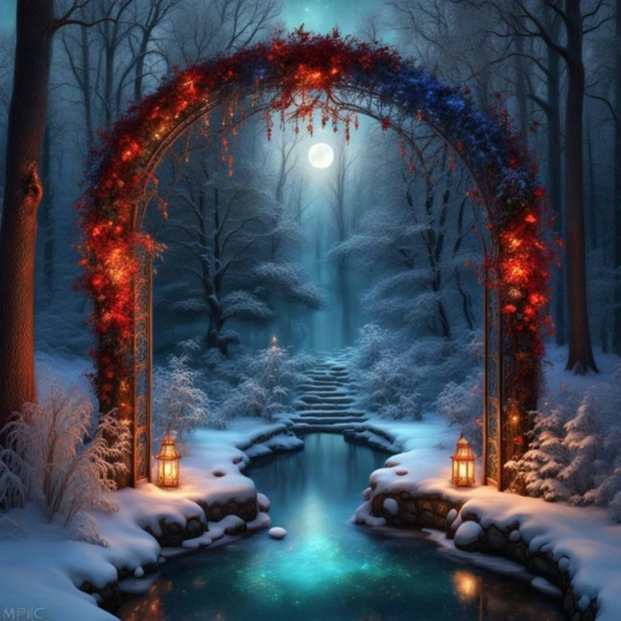 Modèle White Gradient Moonlit Winter Stream Archway Instagram Post ...