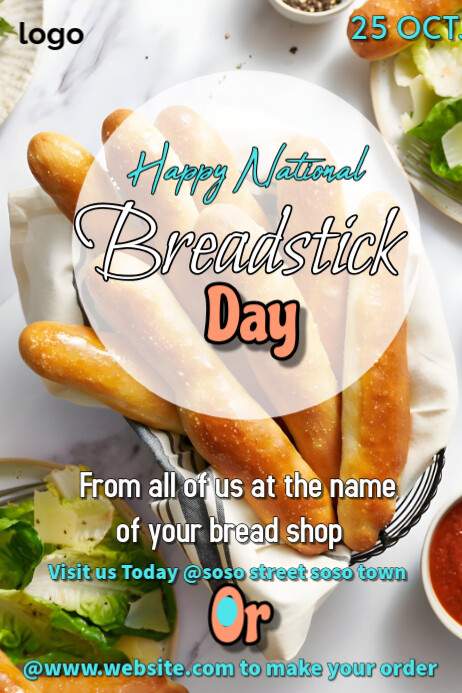 Copy of White Gradient National Breadstick Day Poster | PosterMyWall