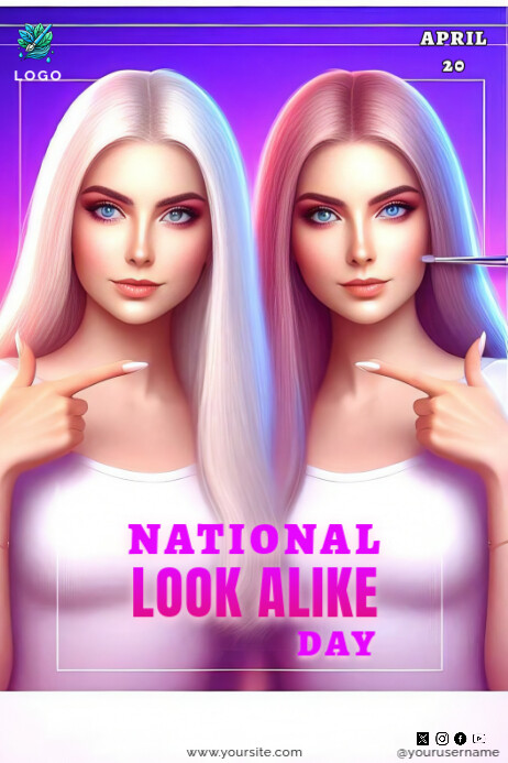 White Gradient National Look Alike Day Poster Modelo | PosterMyWall