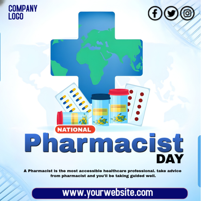 White Gradient National Pharmacist Day Instagram Post Template ...