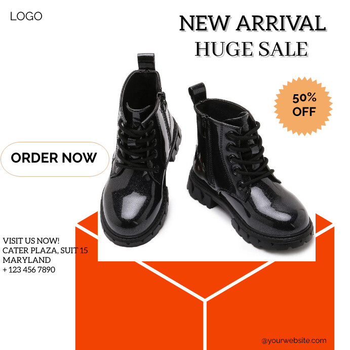 White Gradient New Arrival Black Shoe Instagr Template | PosterMyWall