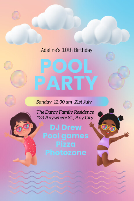 White Gradient Pool Party Poster Template | PosterMyWall