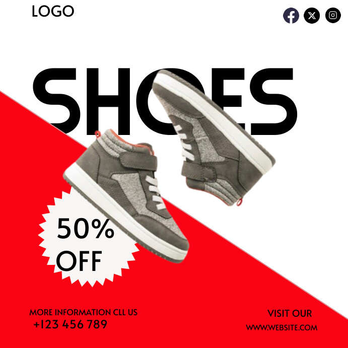 White Gradient Shoes Square (1:1) Template | PosterMyWall