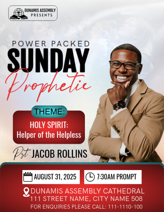 White Gradient Sunday Prophetic Service Flyer (us Letter) Template ...