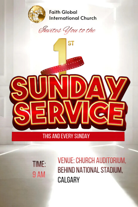 White Gradient Sunday Service Poster Template | PosterMyWall