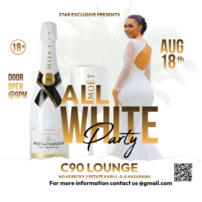 Copy of White Gradient White Party Celebration Night | PosterMyWall
