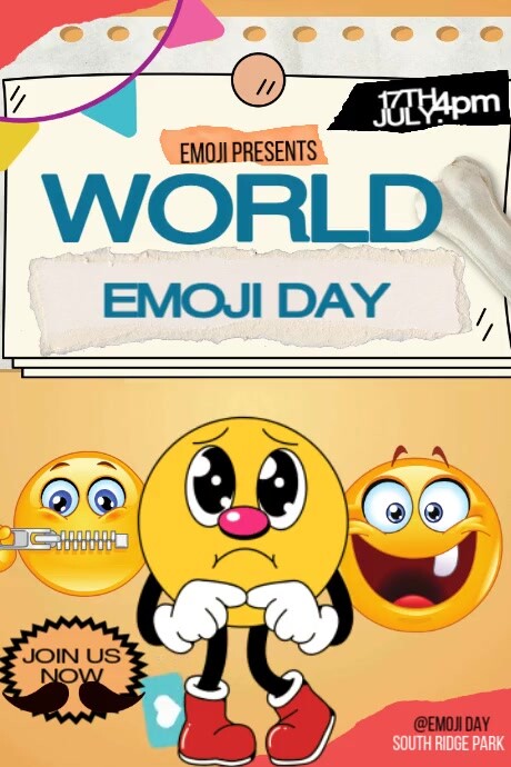 White Gradient World Emoji Day, Poster Template | PosterMyWall
