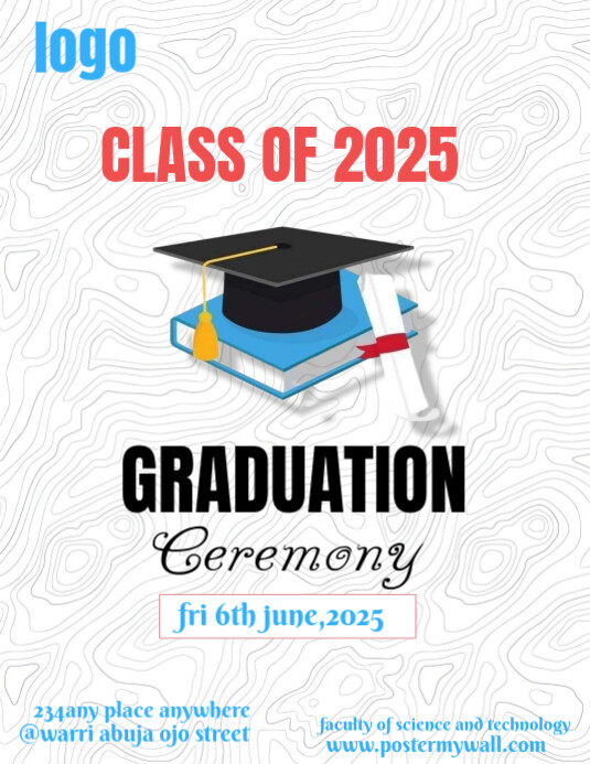 White Graduation Ceremony Flyer (us Letter) Template | PosterMyWall