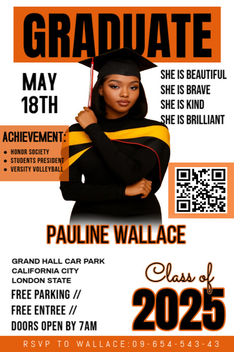 White Graduation Party 2025 Poster Template | PosterMyWall