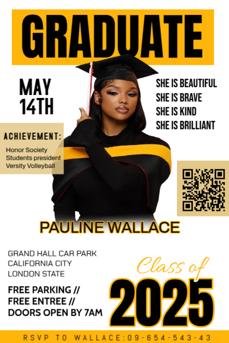 White Graduation Party 2025 Poster Template | PosterMyWall