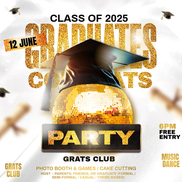 White Graduation Party Instagram Post Template | PosterMyWall