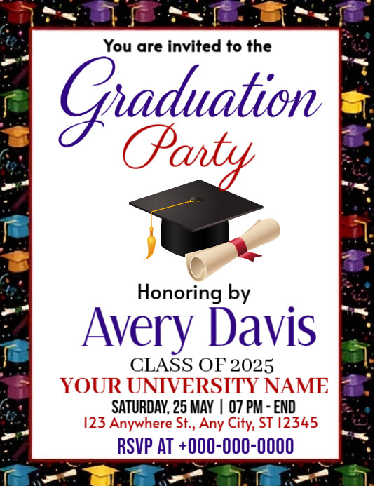 Copy of White Graduation Party Invitation Flyer (us Letter) | PosterMyWall