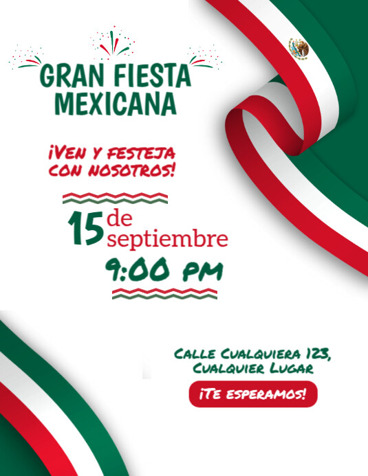 White Gran Fiesta Mexicana (mexico Independence) Flyer (us Letter ...