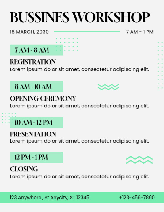 Copy of White Green Business Workshop Rundown Flyer (Us Letter ...