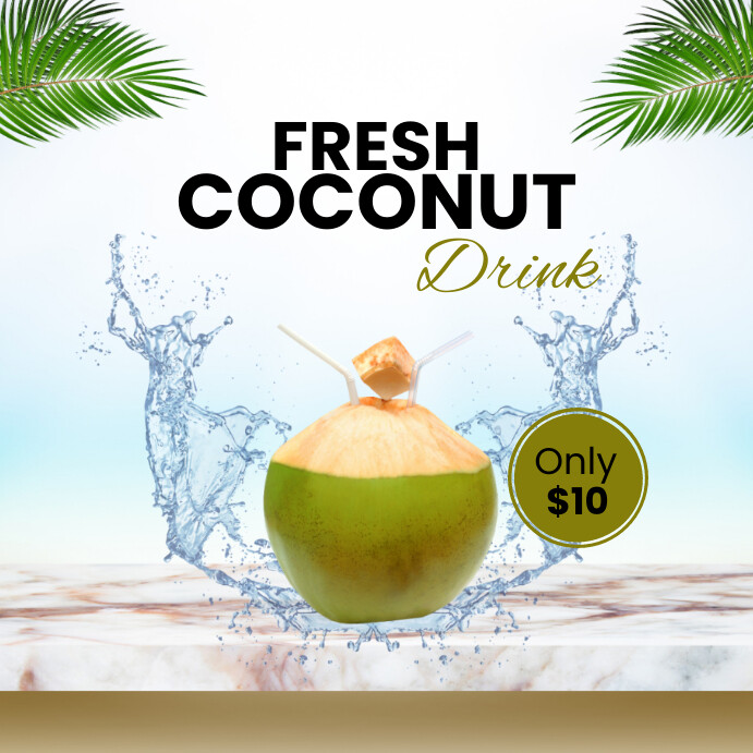 White Green Fresh Drink Coconut Instagram Po Template | PosterMyWall