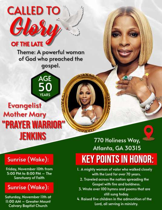 White Green Funeral Flyer Memorial Flyer Template | PosterMyWall