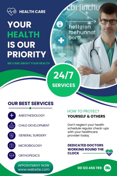 White Green Professional Health Flyer Poster Template | PosterMyWall