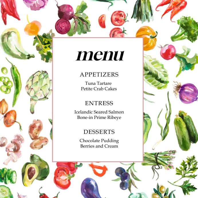 Plantilla de White Green Watercolor Restaurant Menu | PosterMyWall
