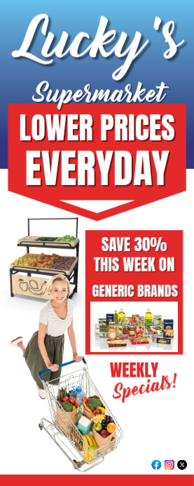 White Grocery Store Banner 2x5 Roll Up Banner 2' × 5' Template ...