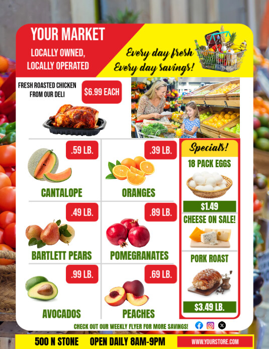 Plantilla de White Grocery Store Sale Flyer Ad Flyer (us Letter ...