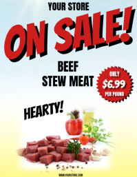 White Grocery Store Deli Meat Sale Ad Flyer Flyer (us Letter) Template ...