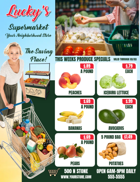 White Grocery Store Weekly Sales Ad Flyer Flyer (us Letter) Template ...