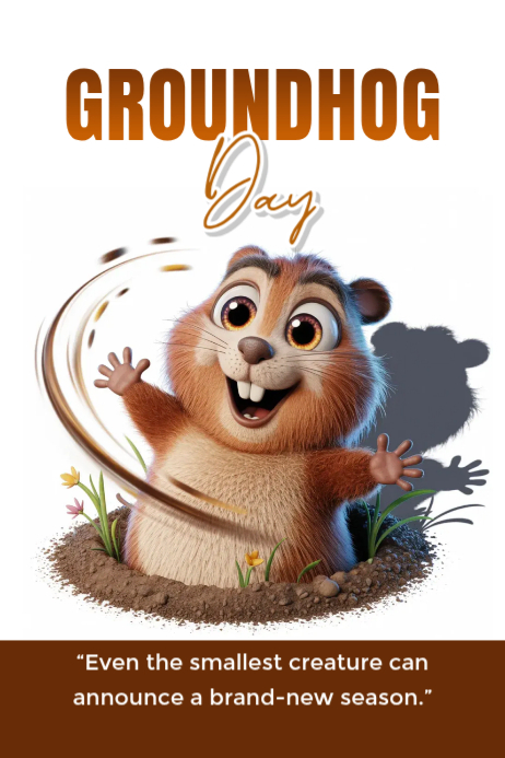 White Groundhog Day Poster Template | PosterMyWall