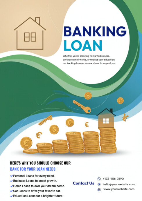 Copy of White Grunge Banking Loan Flyer Template A4 | PosterMyWall