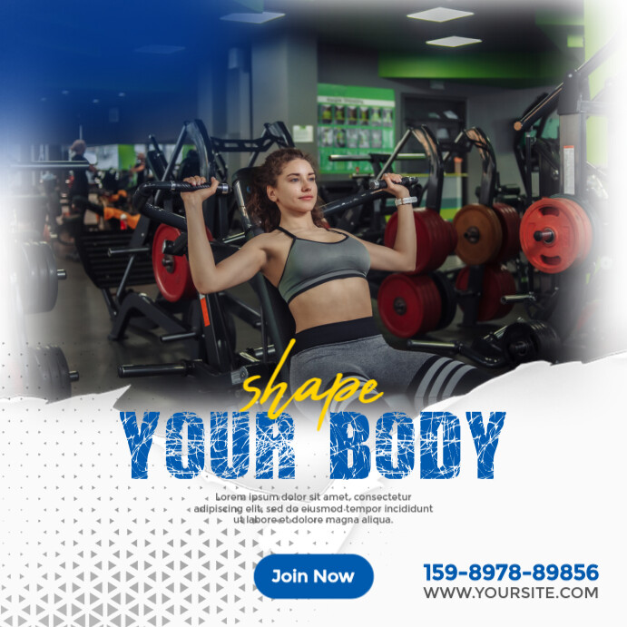 White Grunge Gym And Fitness Instagram Post เทมเพลต | PosterMyWall