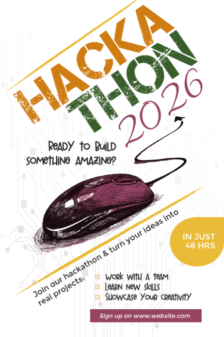 White Grunge Hackathon Event Poster Template | PosterMyWall