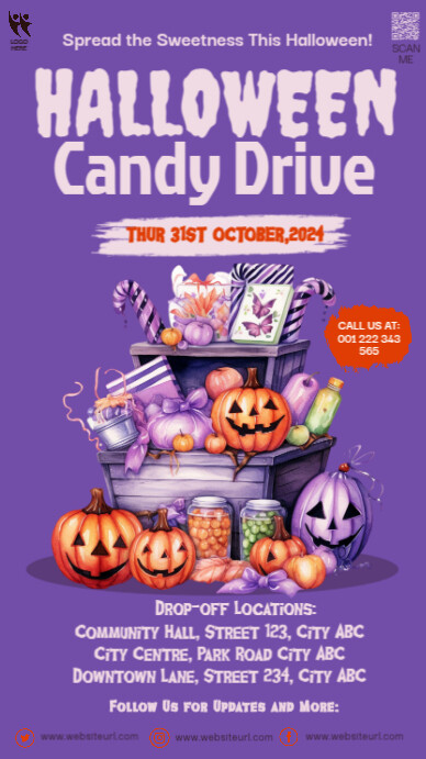 White Grunge Halloween Candy Drive Instagram Story Template | PosterMyWall