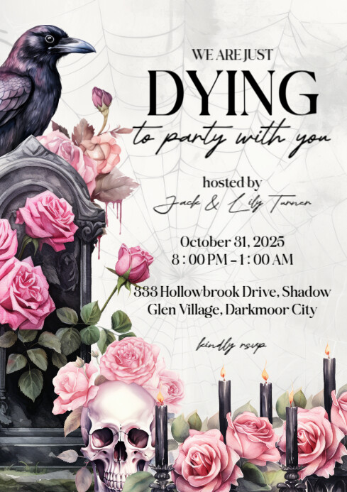 White Grunge Halloween Party Invitation A4 Template | PosterMyWall