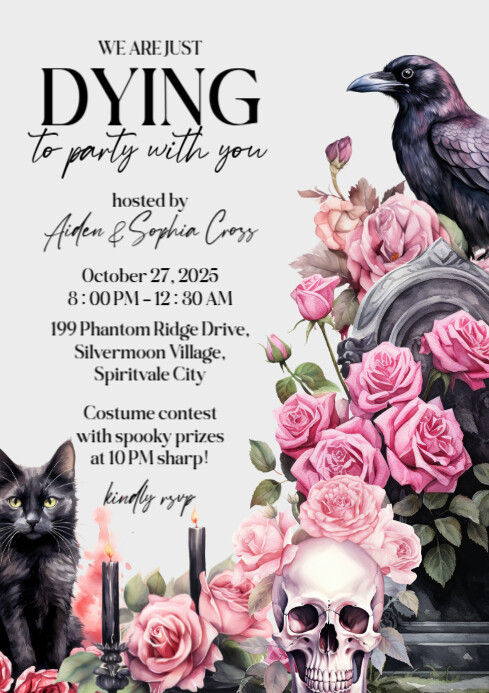 White Grunge Halloween Party Invitation A4 Template | PosterMyWall