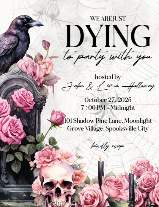 Copy of White Grunge Halloween Party Invitation Flyer (us Letter ...