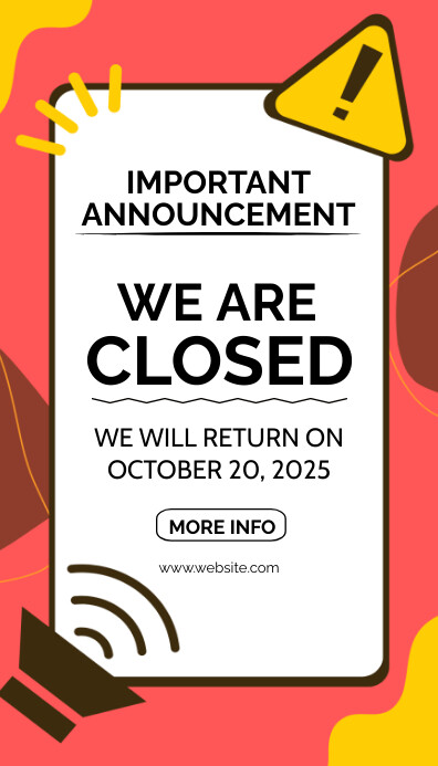 White Grunge Important Announcement About Clo Template | PosterMyWall