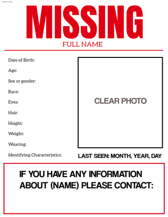 White Grunge Missing Persons Flyer (us Letter) Template | PosterMyWall