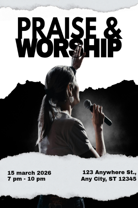 Plantilla de White Grunge Praise and Worship Event Poster | PosterMyWall