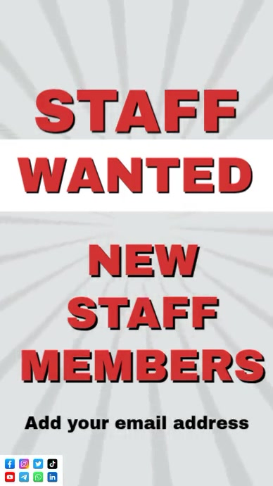 White Grunge Staff Wanted Instagram Reel Template | PosterMyWall