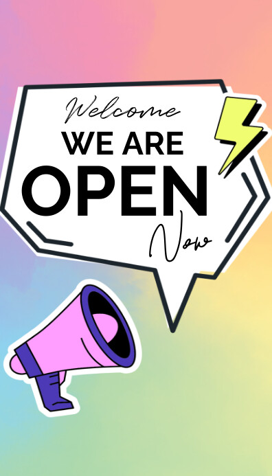 White Grunge We're Open Now Templates And Imp | PosterMyWall