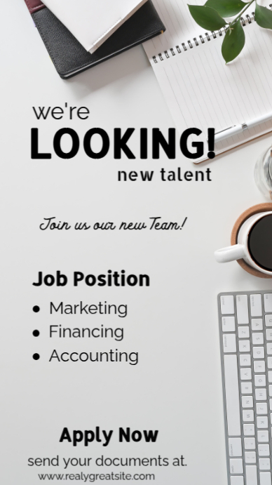 Plantilla de White Grunge We Are Looking For New Job Talent Person For ...
