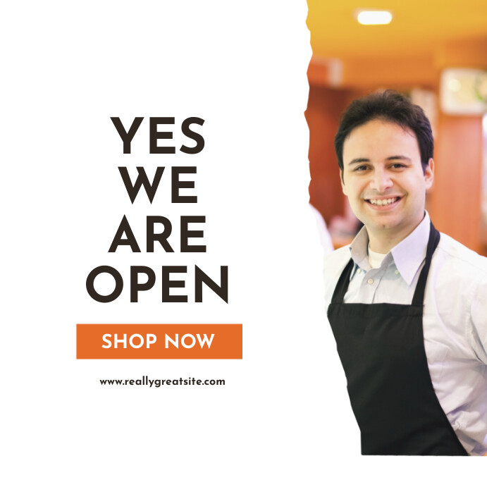 White Grunge White We Are Open Instagram Post Template | PosterMyWall