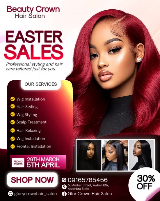White Hair Beauty Salon Easter Sales Instagram Portrait Template ...